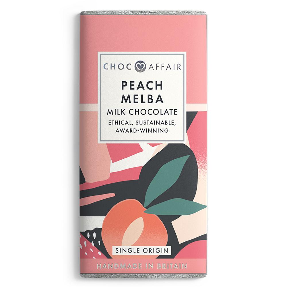 Peach Melba milk chocolate bar
