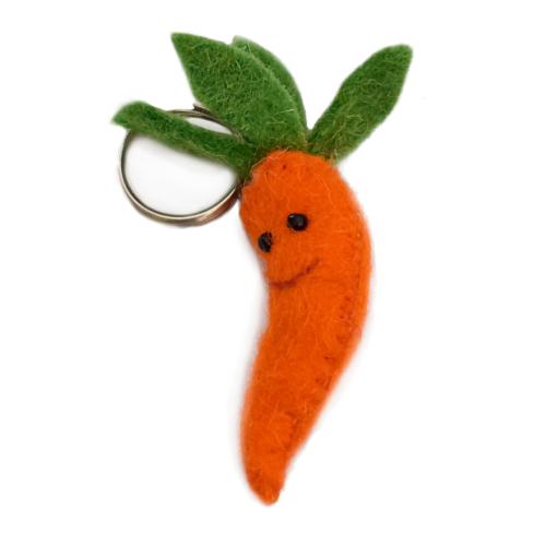 Keyring, felt carrot face