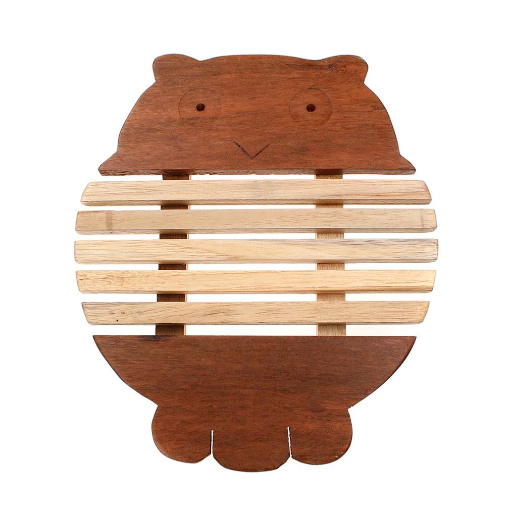 Wooden trivet / pan stand, owl shape 24x18x2cm