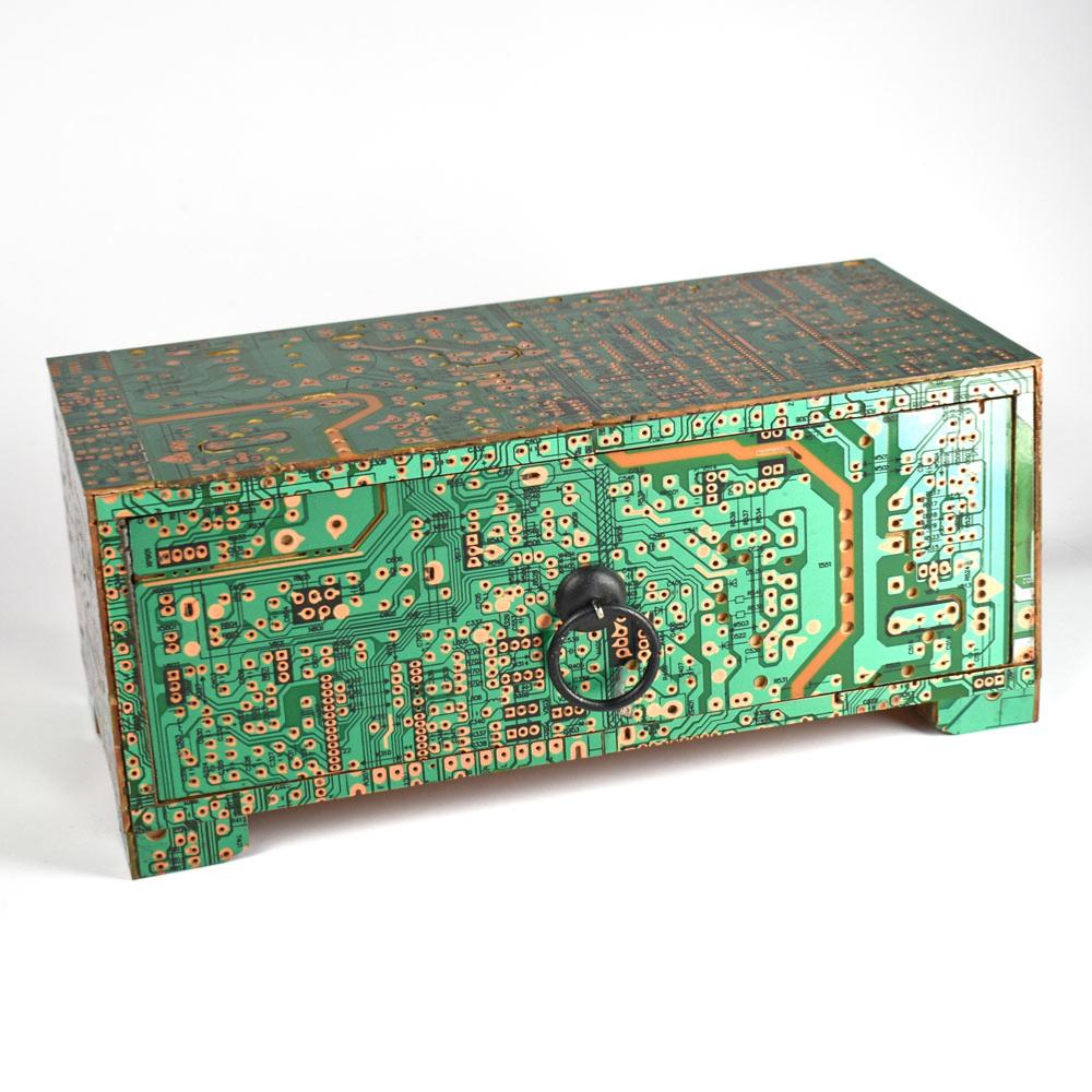 Chest / storage box, recycled circuit board 21 x 9.5 x 9cm