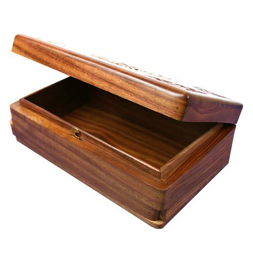 Wooden secret lock box, circle design, 12.5x20x6cm