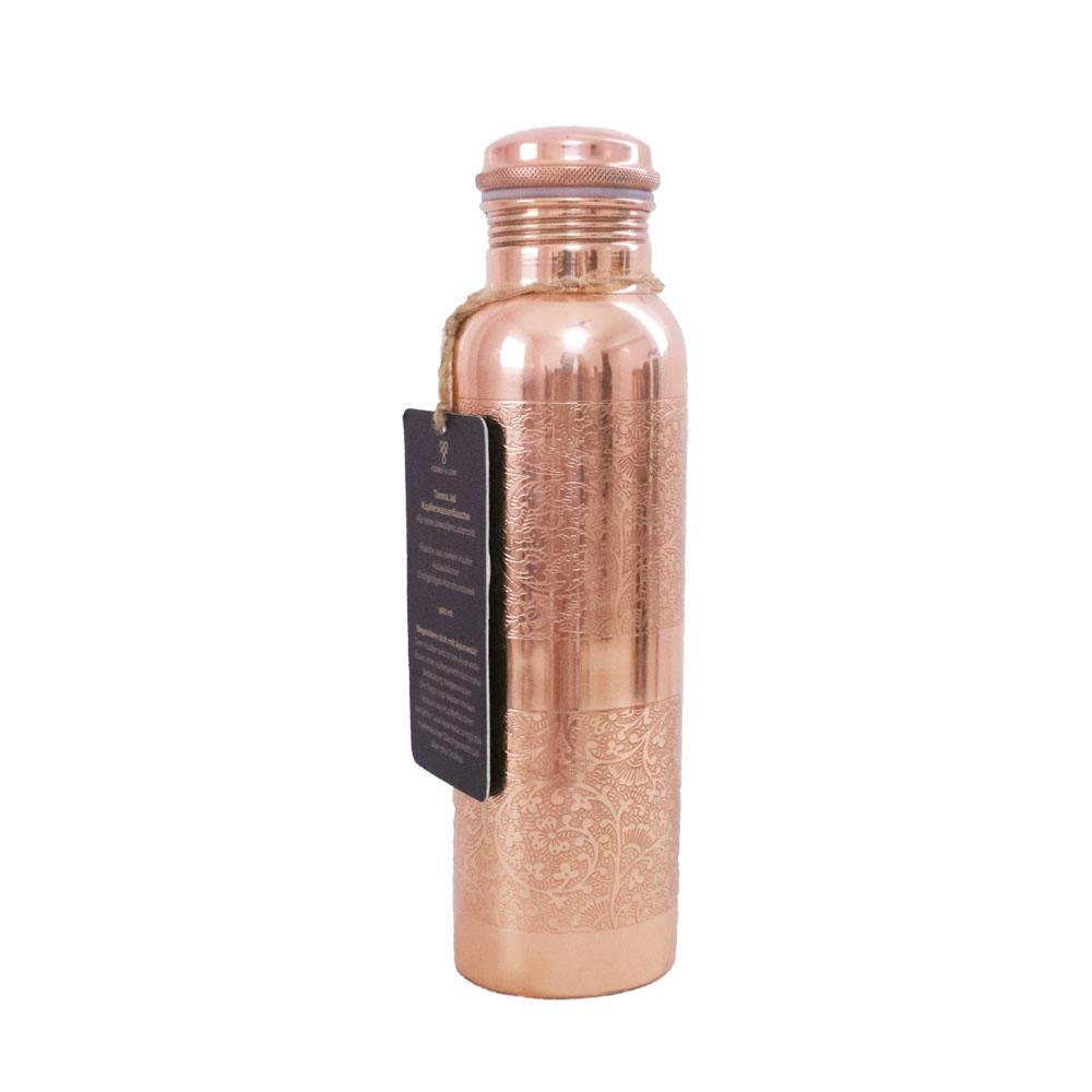 Copper water bottle, engraved, 900ml