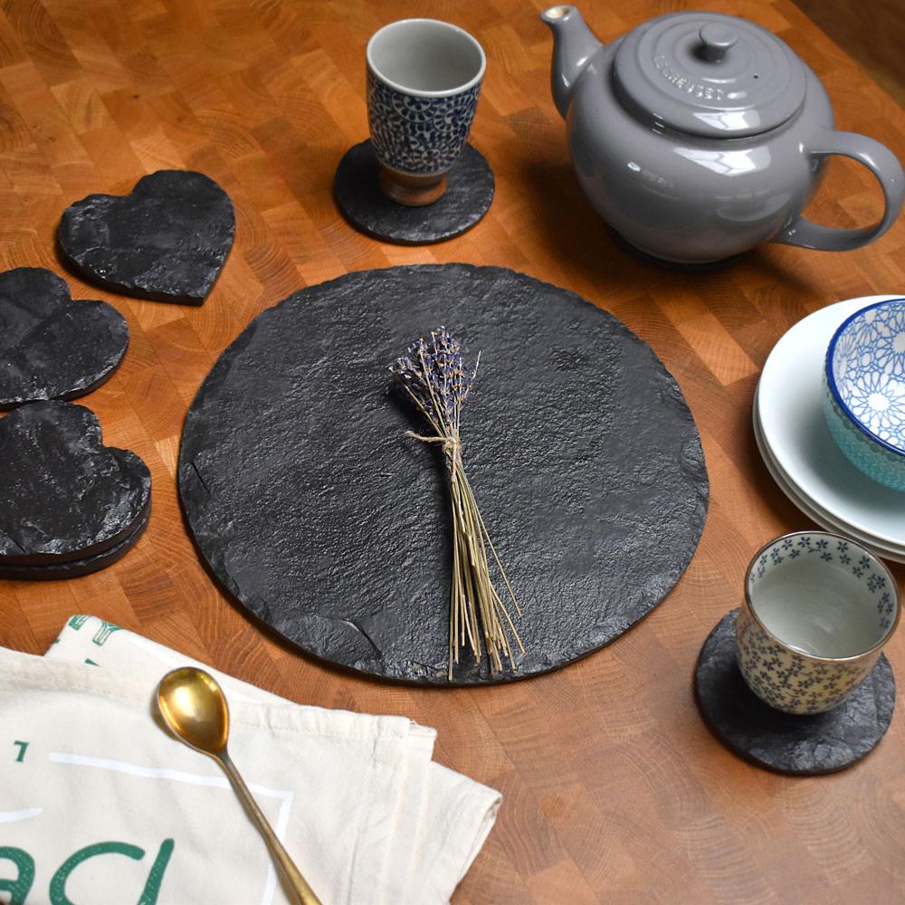 Food/serving tray slate round 30cm diameter