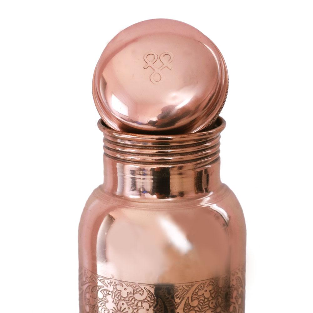 Copper water bottle, engraved, 900ml