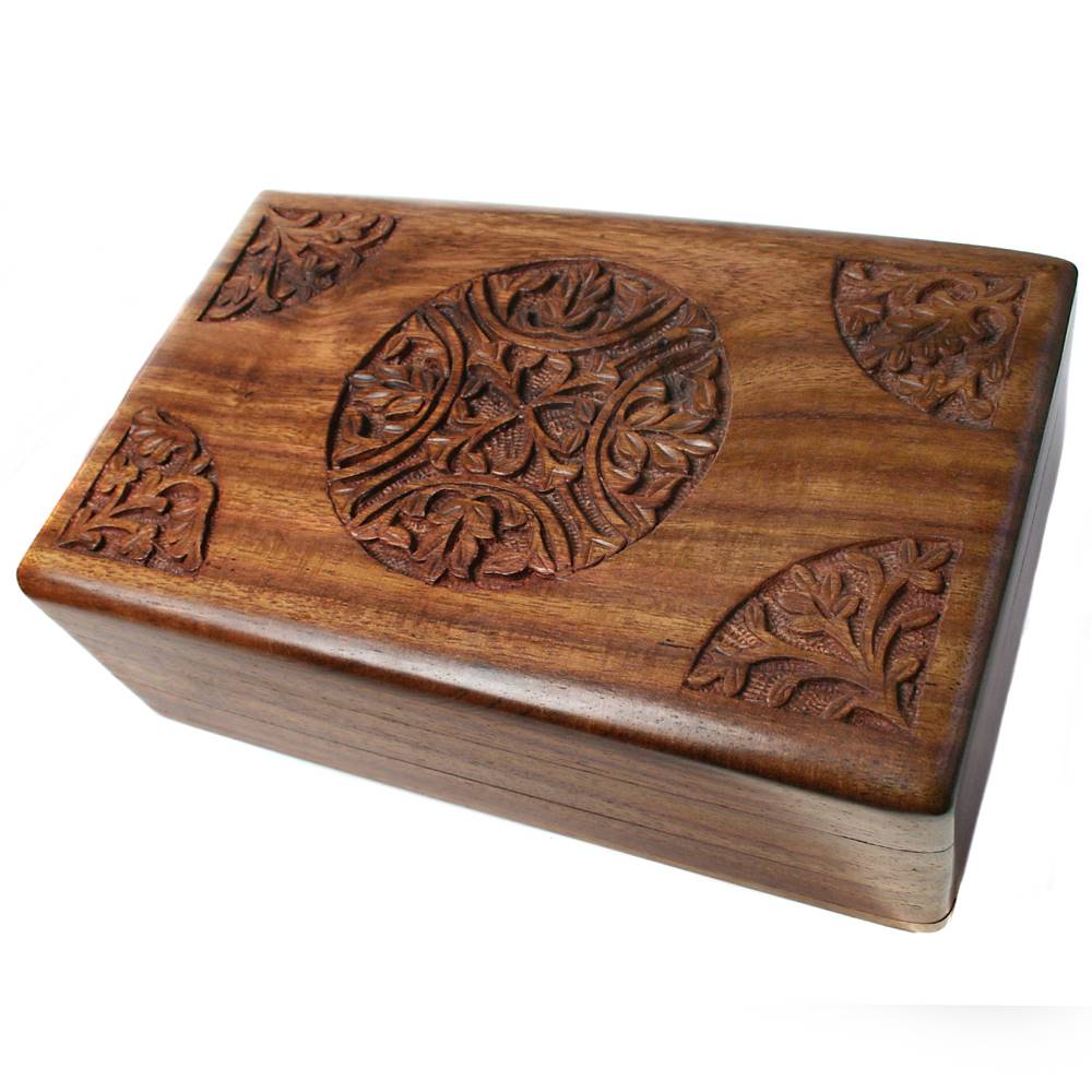 Wooden secret lock box, circle design, 12.5x20x6cm