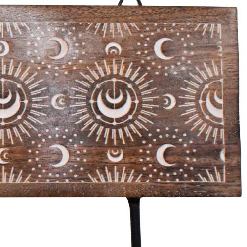 Wall Hook / Coat Hanger Triple, Moon Design, Mango Wood 30x16x5cm