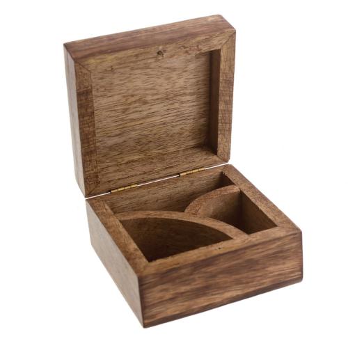 Trinket box, mango wood, tree design 10x10x6cm